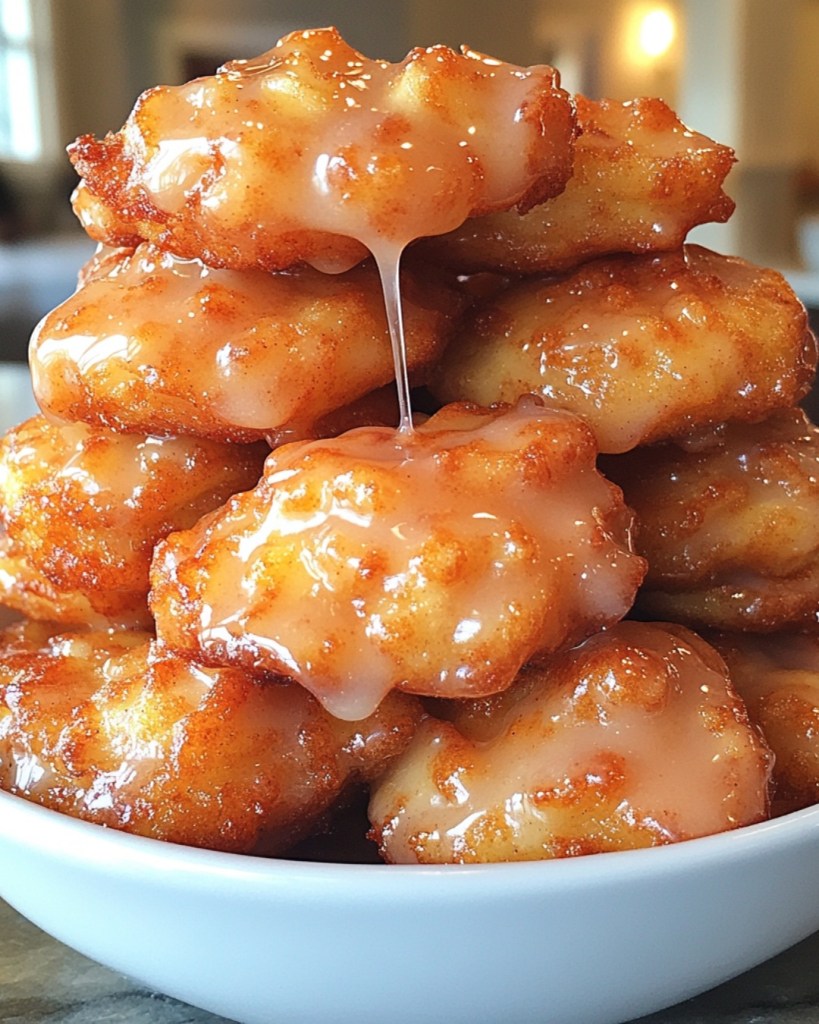 Soft Cinnamon Apple Fritters with Vanilla Glaze – Lindie's Hidden Delight