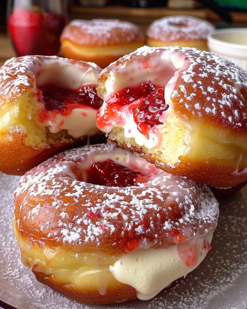 Strawberry Cheesecake Stuffed Donuts – Lindie's Hidden Delight